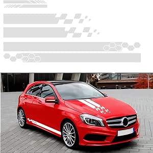 RoJuicy 5 Pieces Vinyl Car Side Sticker Decorative Auto Body Racing ...