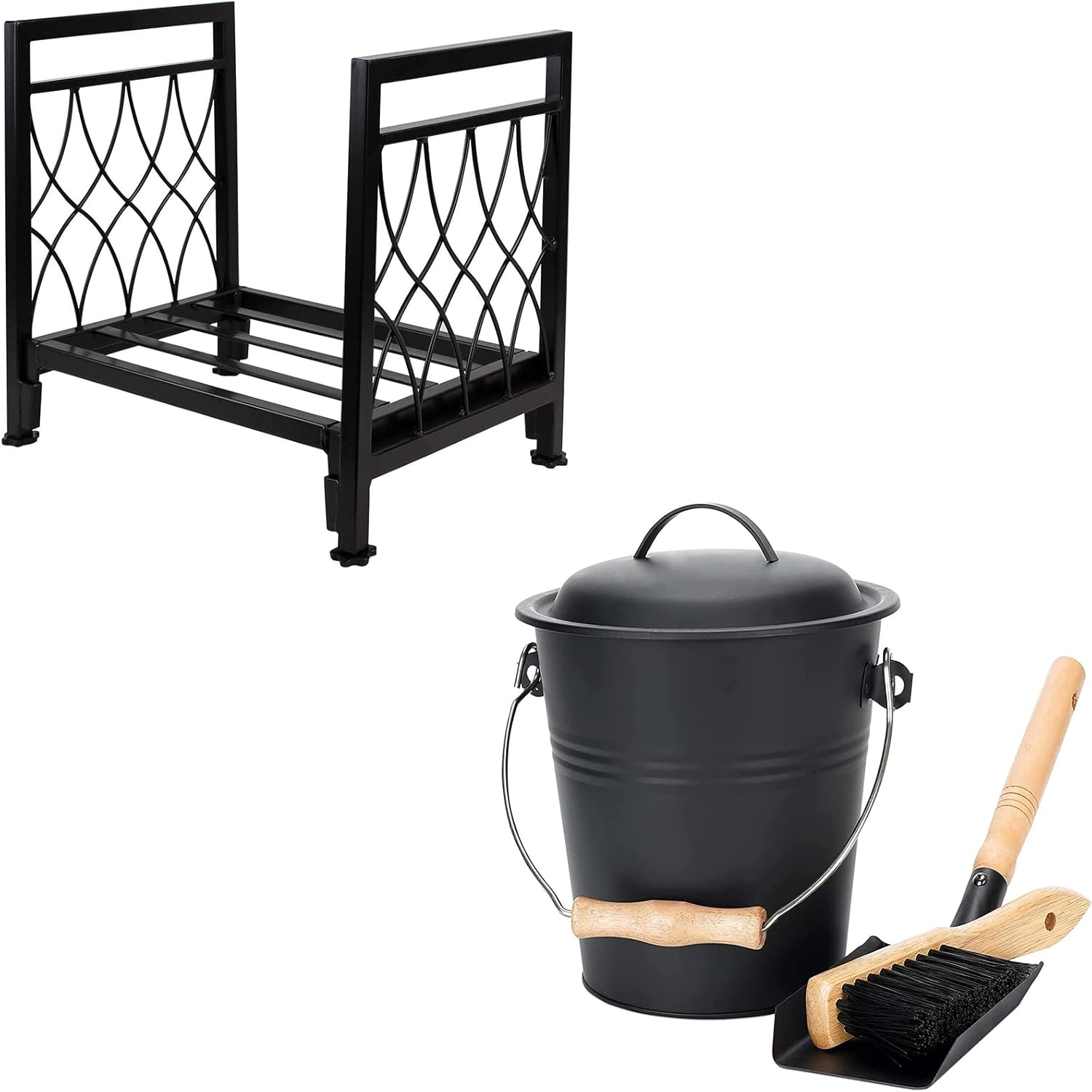 Amazon.com: Mini Ash Bucket with Lid + Firewood Rack Indoor : Home ...