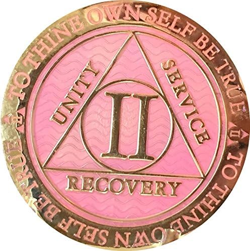 Amazon.com: RecoveryChip 2 Year AA Medallion Reflex Pink Gold Plated ...