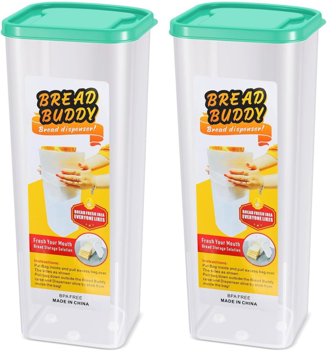 Flexzion Airtight Bread Container with Lid - Bread Loaf Storage ...