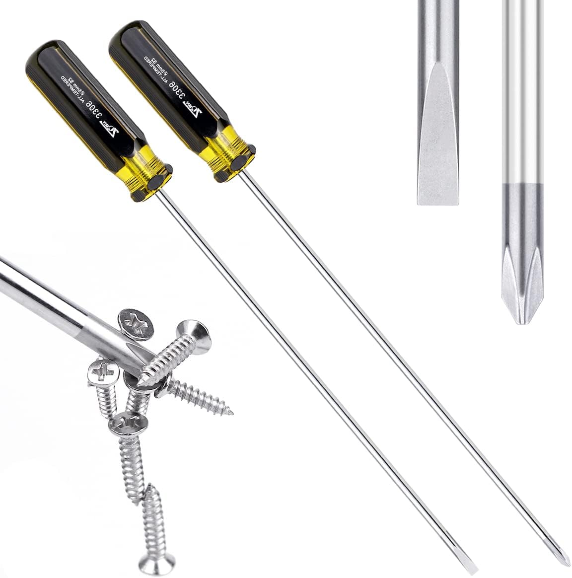 Amazon.com: ANRONCH 2PCS 15" Long Screwdriver Set, Long Blade ...