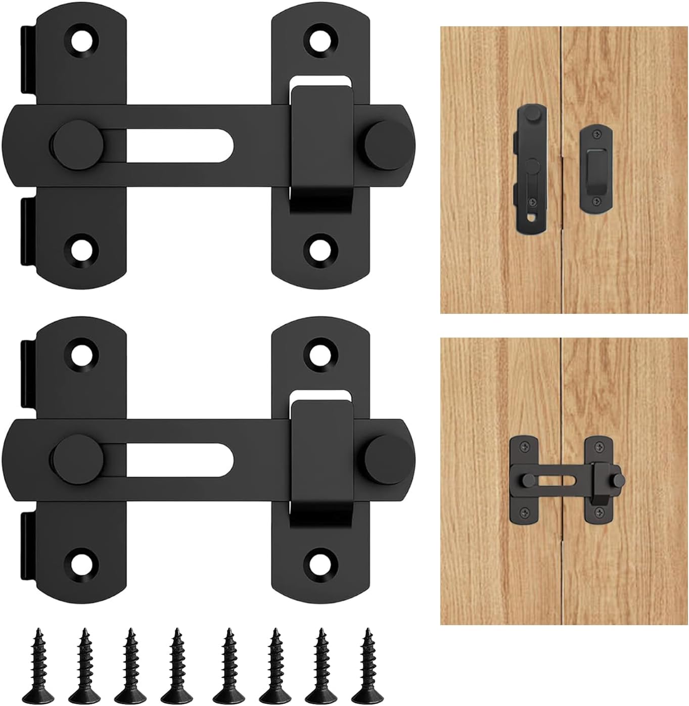 YQQYG 2 PCS Black Barn Door Latch, 180° Degree Flip Gate Latch Lock ...