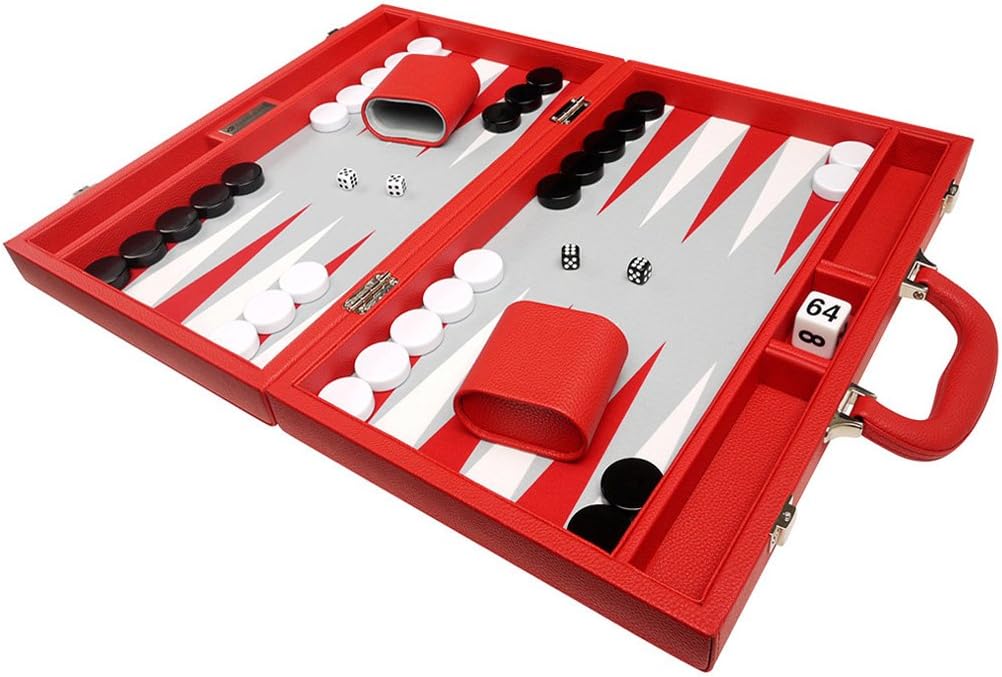 Amazon.com: 16-inch Premium Backgammon Game Set - Red Board - Grey ...
