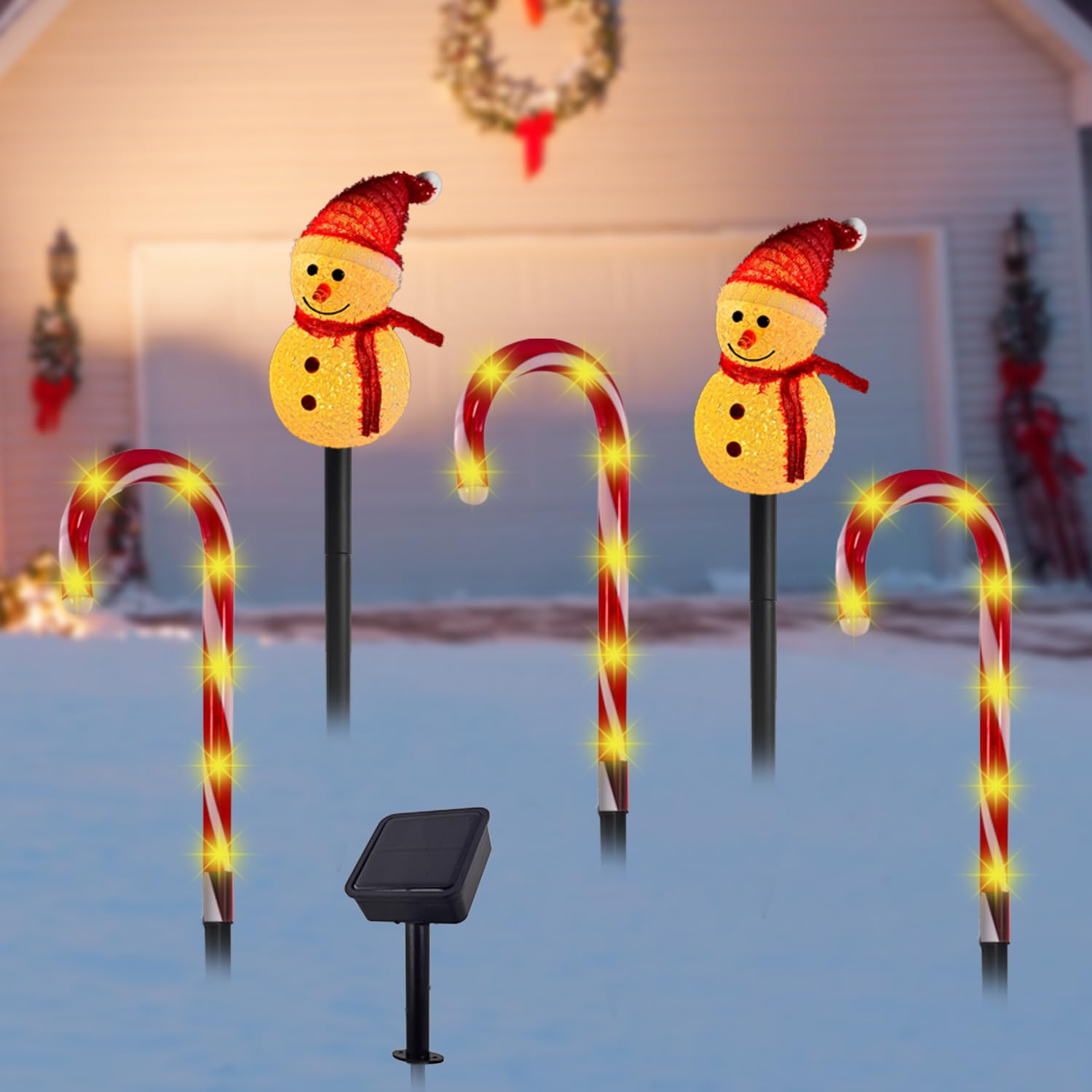 Amazon.com : Solar Christmas Candy Cane Lights, 15-inch Set of 3 Candy ...