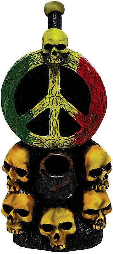 Amazon.com: Skulls Rasta Peace Sign Figurine - Handmade Gothic Reggae ...