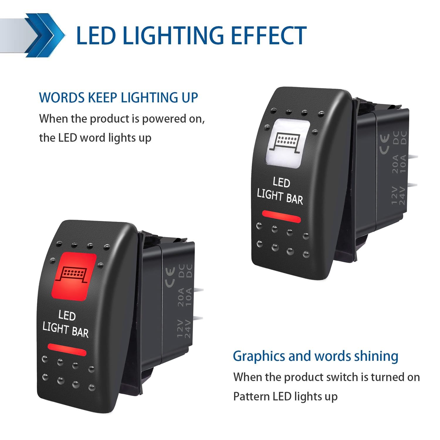 Snapklik.com : LED Light Bar + Rear Lights Waterproof Rocker Switch On ...