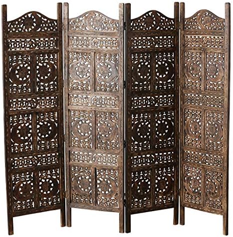 Amazon.com: TUP The Urban Port Handcrafted 3 Panel Mango Wood Screen ...