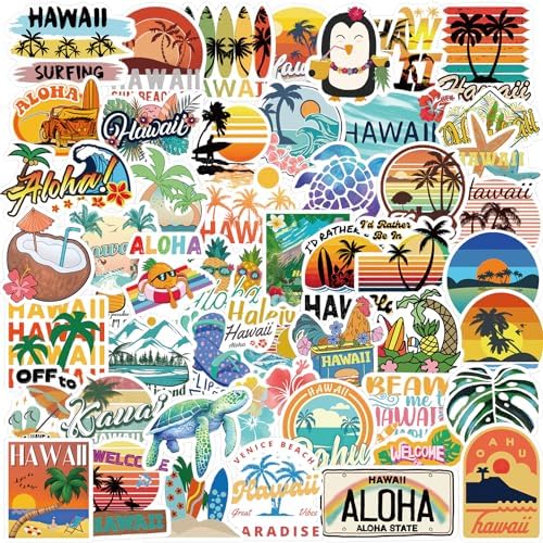 Amazon.com: Cute Hawaii Summer Waterproof Stickers for Water Bottles ...