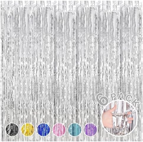 Amazon.com : 6 Pack Gold Foil Fringe Curtains Party Backdrop, 3.28 x 8. ...