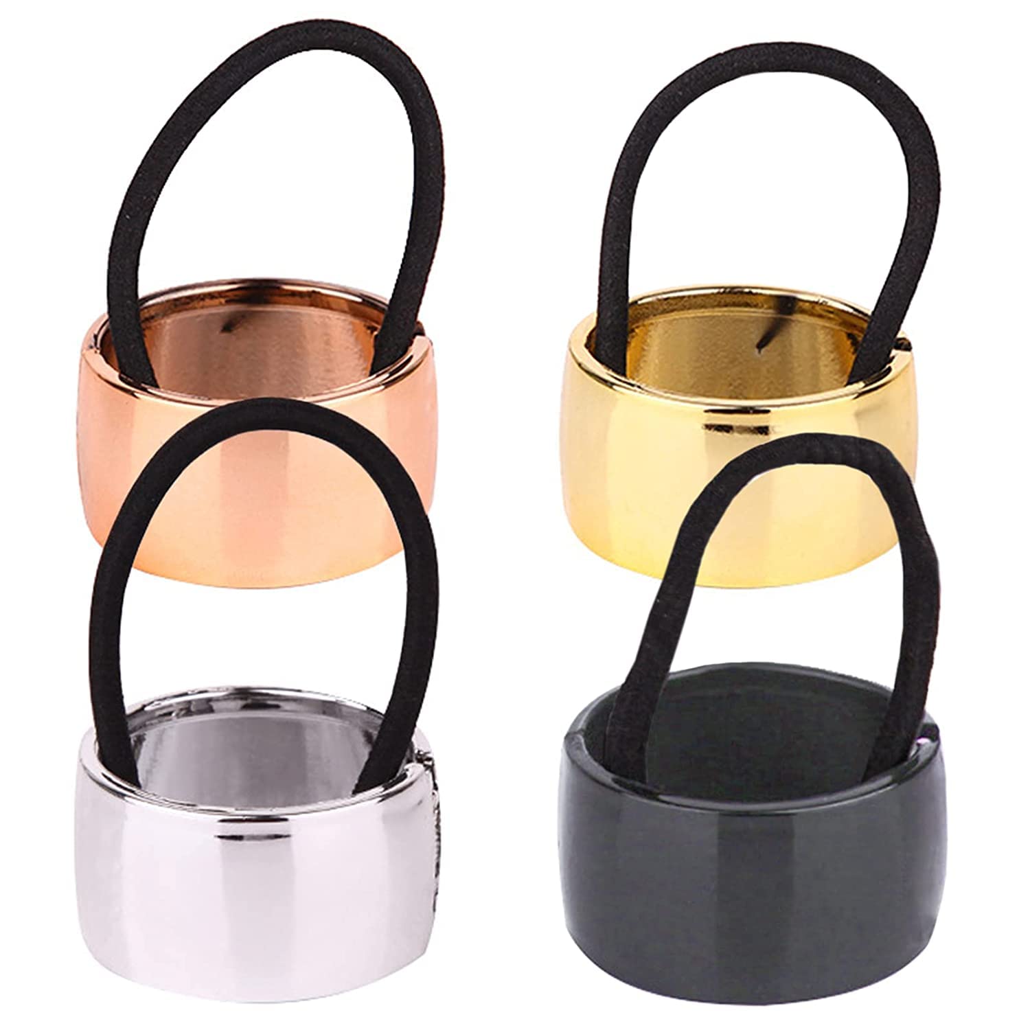 INHEMING 4Pcs Metal Circle Hair Cuff Elastic Hair Band Rope Hair Ties ...