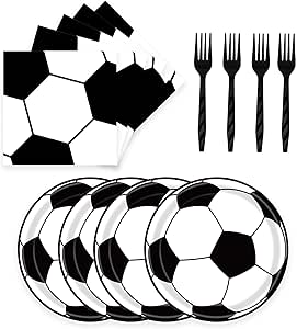 Amazon.com: KFJBPB 72 Pcs Soccer Paper Plates and Napkins Party ...
