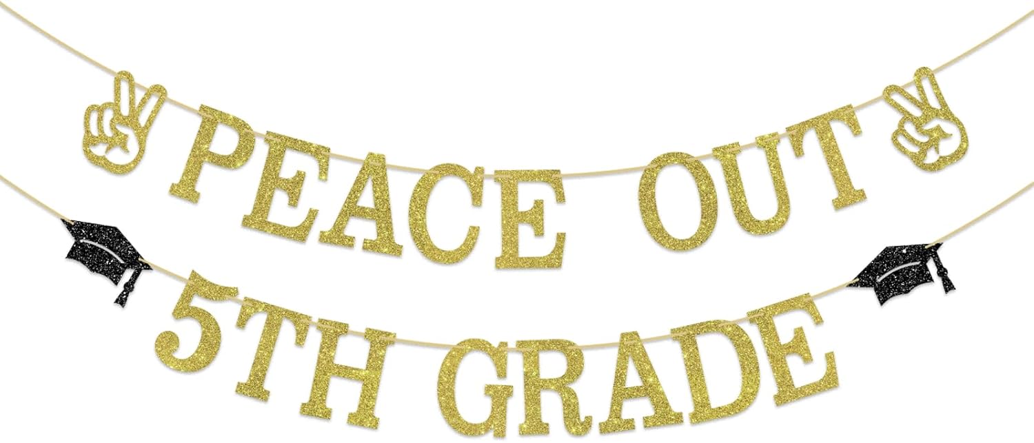 Amazon.com: ShuanQ Peace Out 5th Grade Banner - Congrats 5th Grade Grad ...