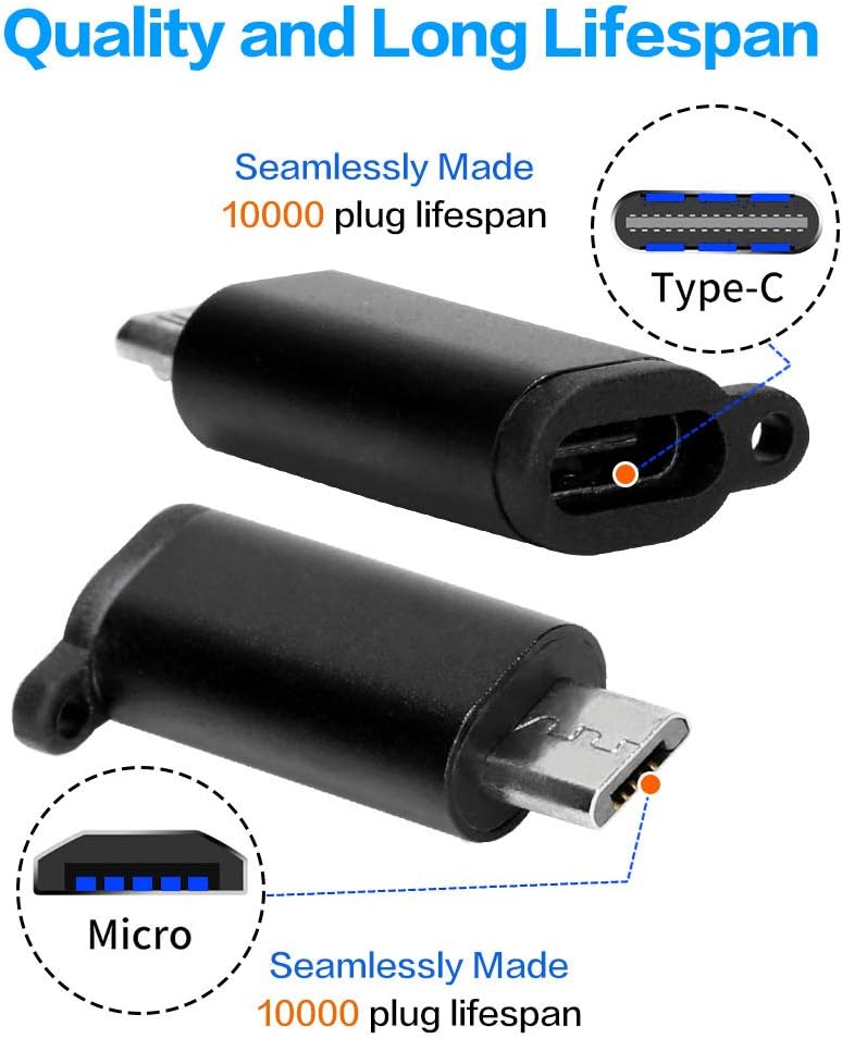 Micro USB Adapter to USB C Adapter, (4-Pack) USB C to Micro USB Adapter USB Micro to USB C Type ...