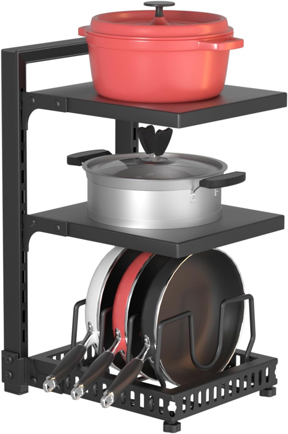 Amazon.com: ROLIZOE 3 Tier Adjustable Pots and Pans Organizer Rack with ...