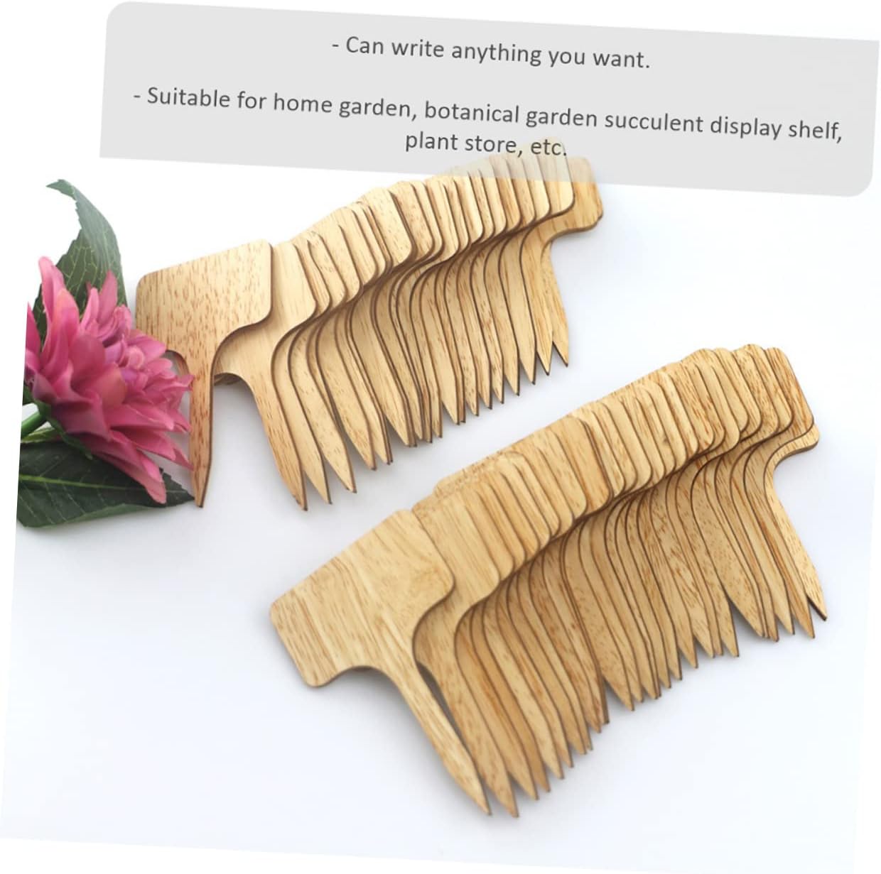 Happyyami 1 Set 50Pcs T-Shaped Wooden Plant Sign Insert suculentas Mini ...