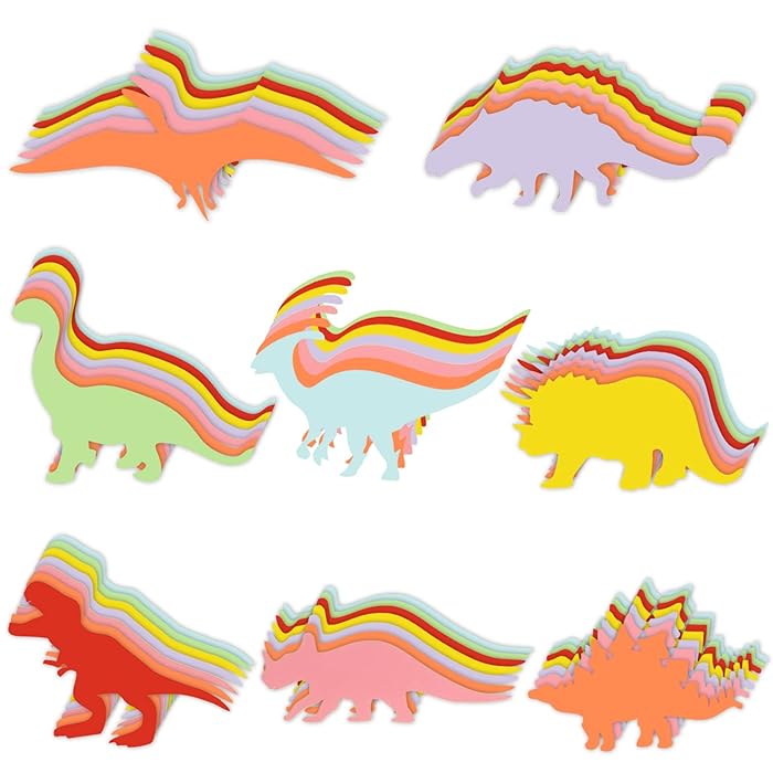 Buy 168 Pieces Dinosaur Cutouts Paper Animal Cut-Outs Assorted Color ...