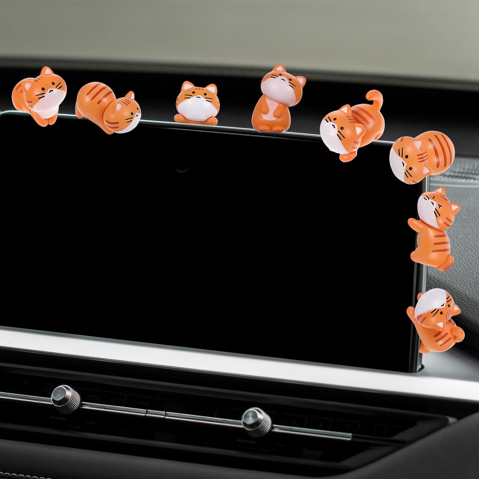 Amazon.com: 8Pcs Orange Cat Car Accessories Cute, Resin Mini Cat ...