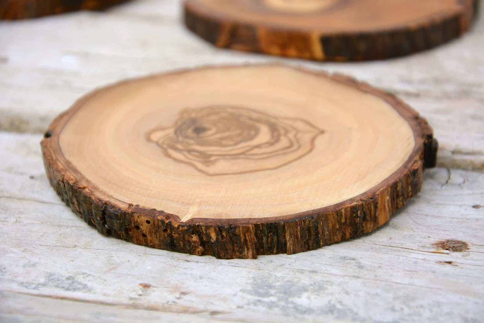 Wood Chop | Solid Acacia Wood Round Coasters for Table/Bar | Natural ...
