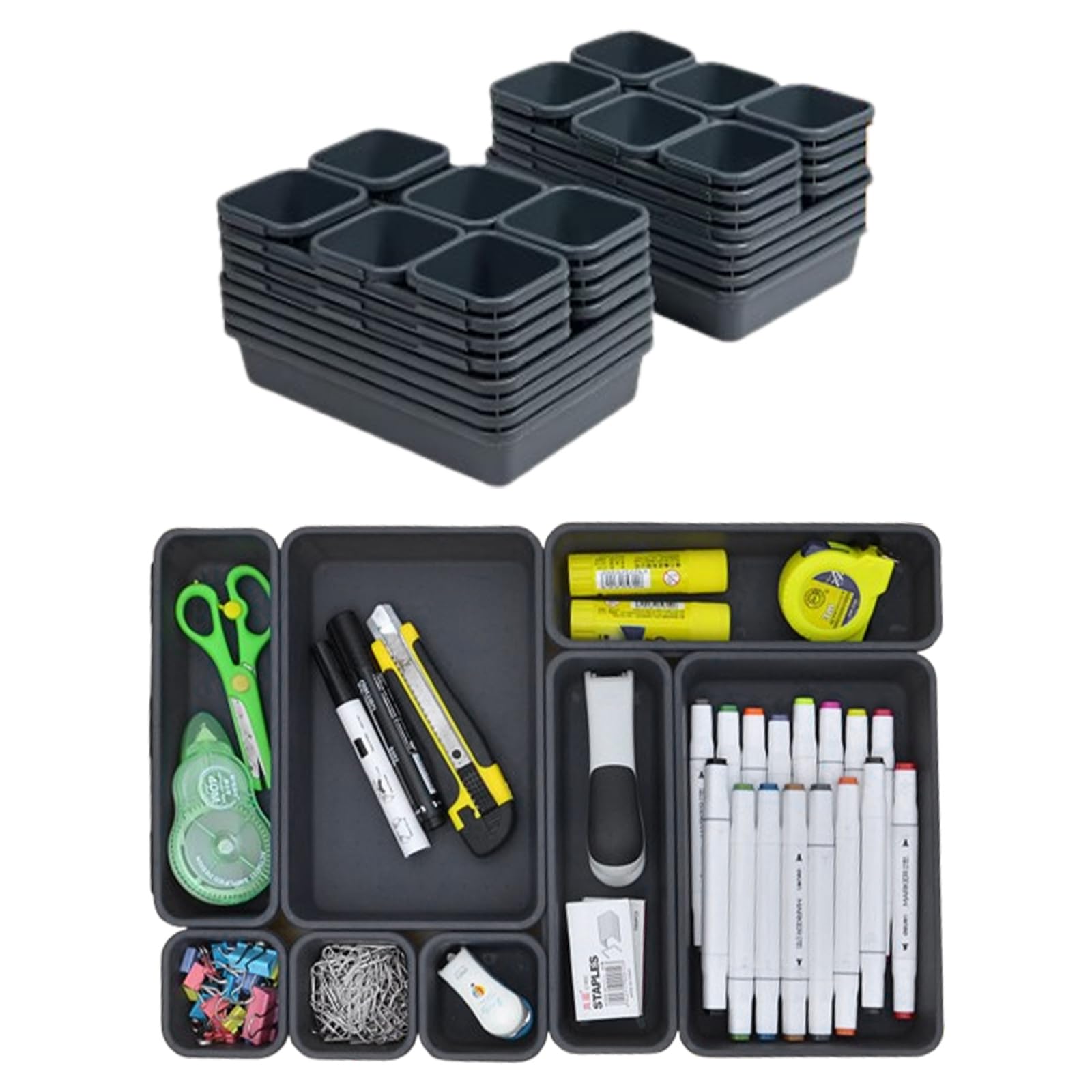 Amazon.com: Hyuetrsa 64Pcs Interlocking Desk Drawer Organizer Tray,3 ...