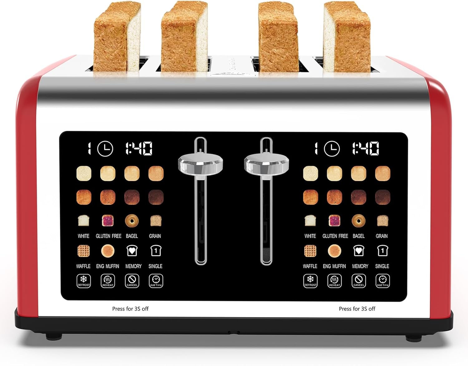 Amazon.com: 4 Slice Toaster Touch Screen, Stainless Steel Toasters ...