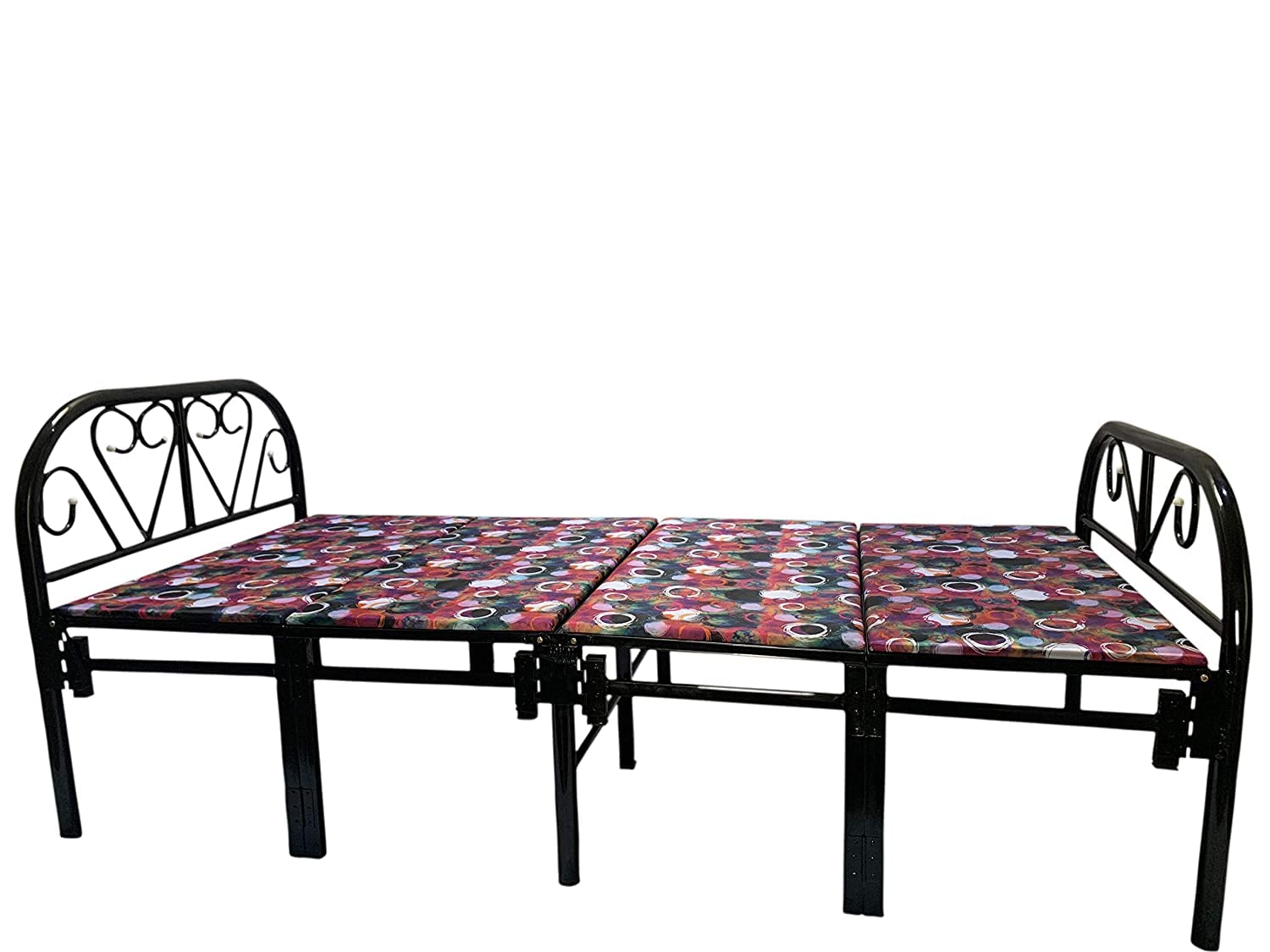 Sahni Foldable Furniture Metal Folding Single Bed with Mattress - Multi ...