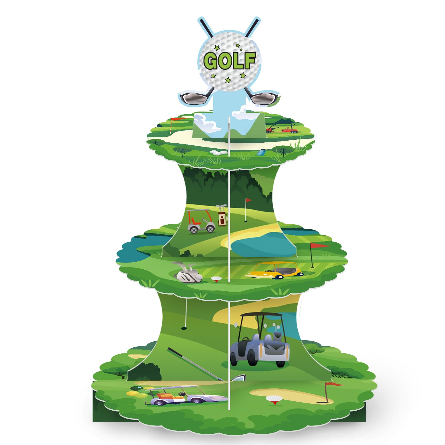 Amazon.com: WENNIA Golf Party Cupcake Stand 3-Tier Golf Course Birthday ...