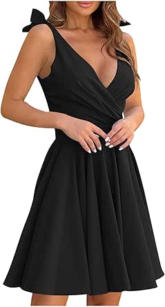 Deep V Neck for Women Sleeveless Midi Mini Little Formal Sexy Cleavage ...
