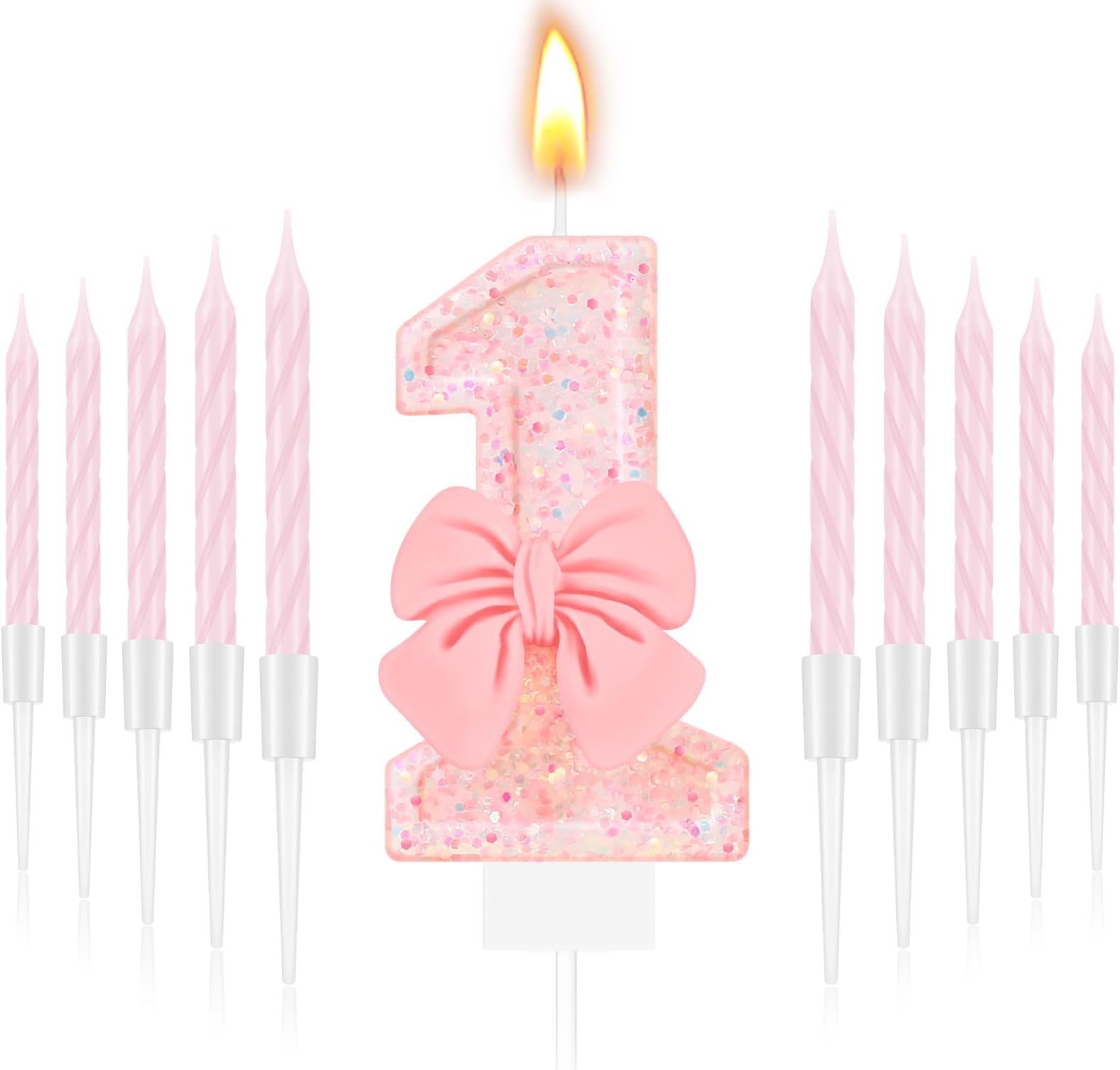 Amazon.com: ElekFX Birthday Candle for Cake, 1 Candle - Pink Glitter ...