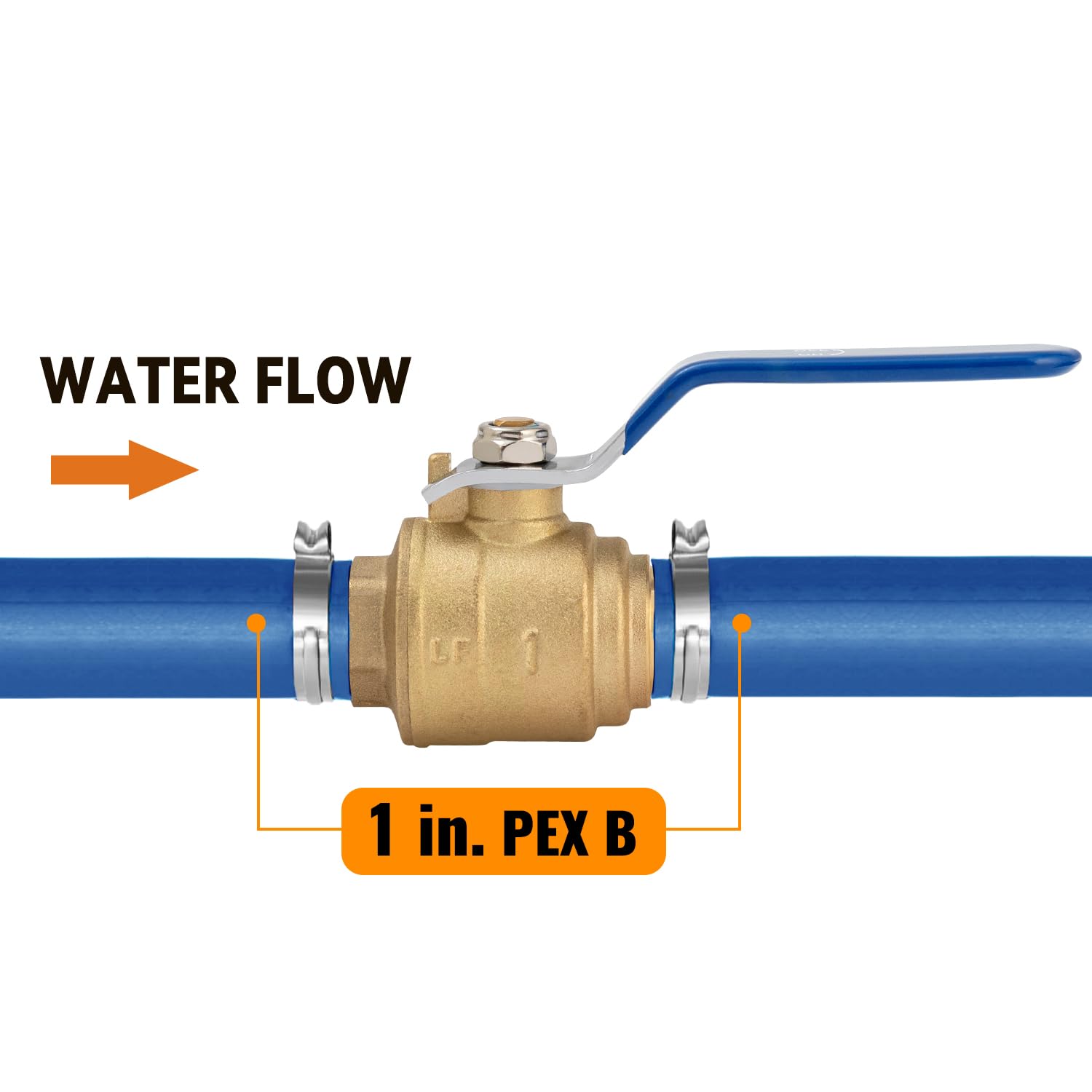 Snapklik.com : 1 Pack Pex Valves 1 Inch, Pex Ball Valve Brass Full Port ...