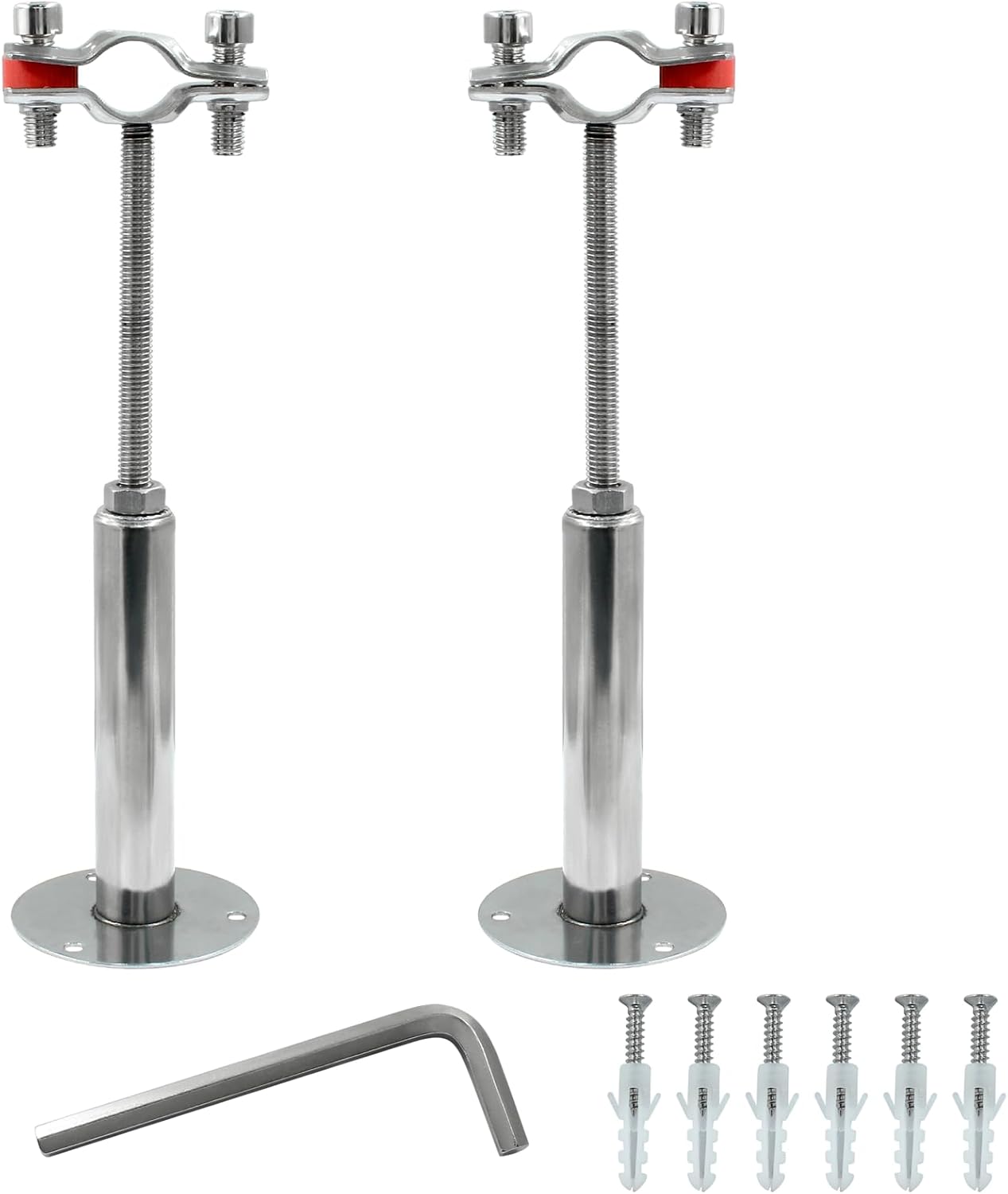 2 Pcs 1/2inch Adjustable Ceiling Support - Stainless Steel Pipe Bracket ...