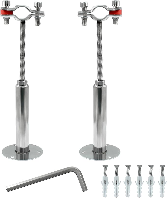 2 Pcs 1/2inch Adjustable Ceiling Support - Stainless Steel Pipe Bracket ...