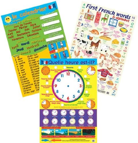 Learn French 3 School Poster/Chart Set - Calendar & Numbers, Tell the ...