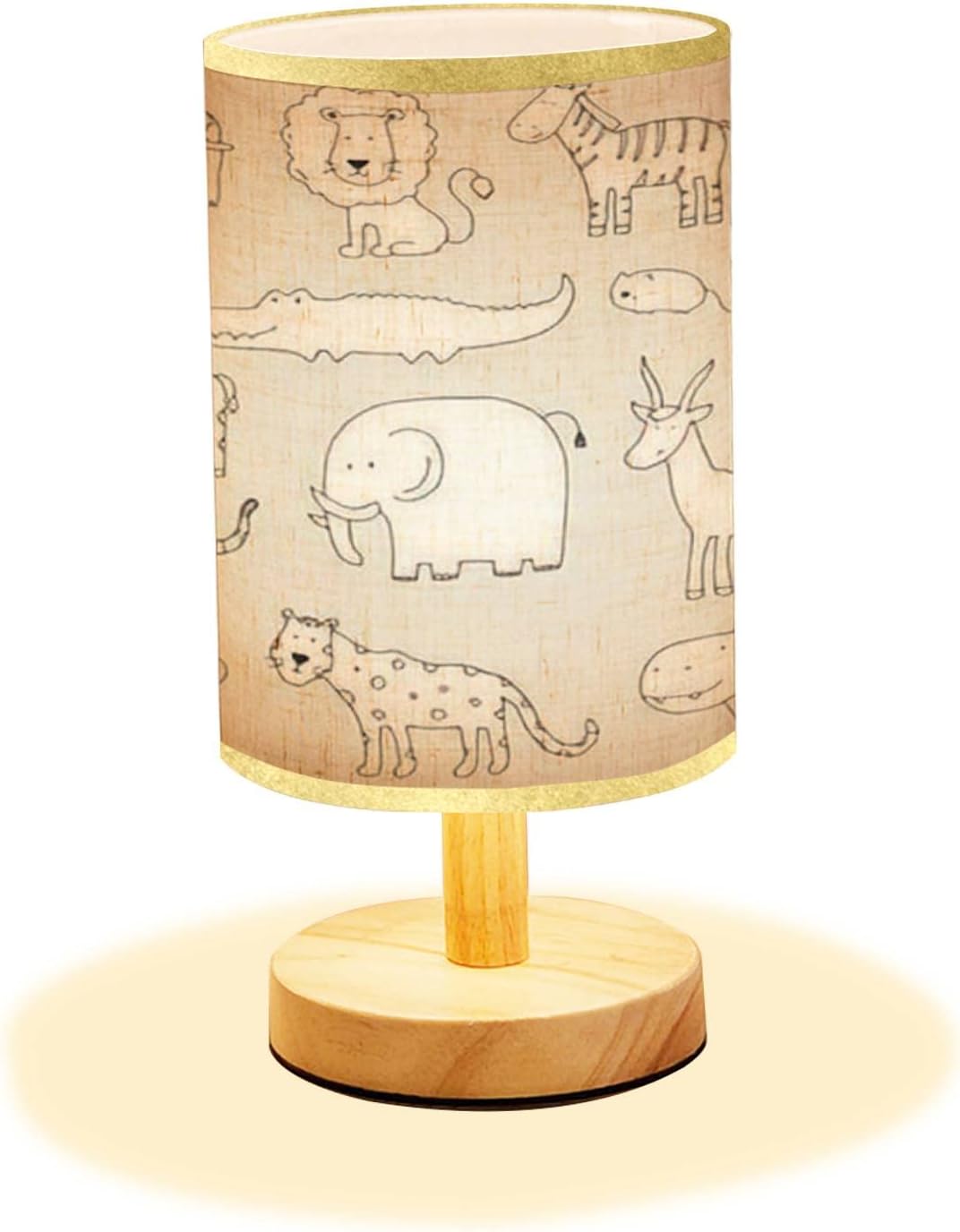 Minimalist Bedside Table Lamp Hand drawn set different jungle animals ...