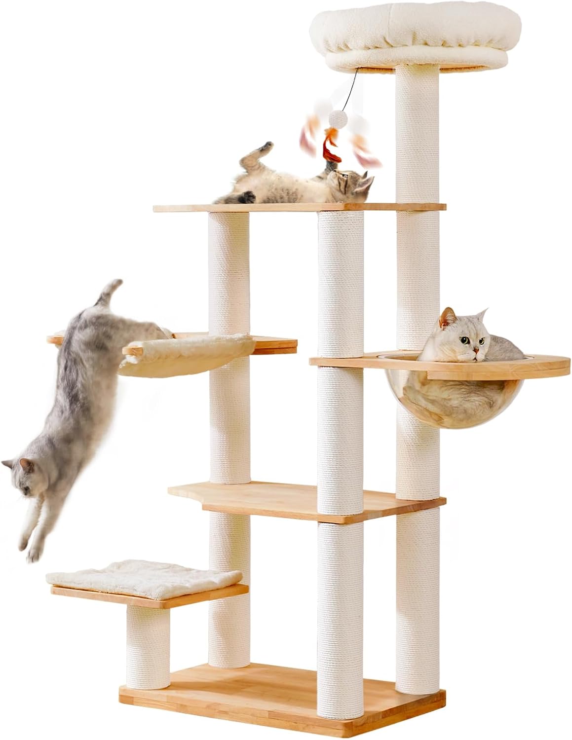 Amazon.com : MASHOOPS Cat Tree Wood Cat Tree for Indoor Cats with Cat ...