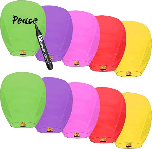 10 Packs Chinese Lantern, Multi-Colour, Floating Sky Lanterns ...