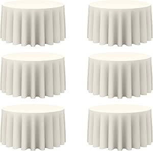 Amazon.com: BRILLMAX 6 Pack Ivory Round Tablecloths 120 Inch - Circle ...