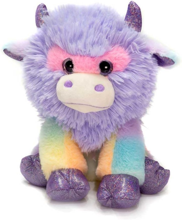 Amazon.com: Cuddly Pastel Rainbow Sherbet Bison Plush Toy - 10 Inch ...