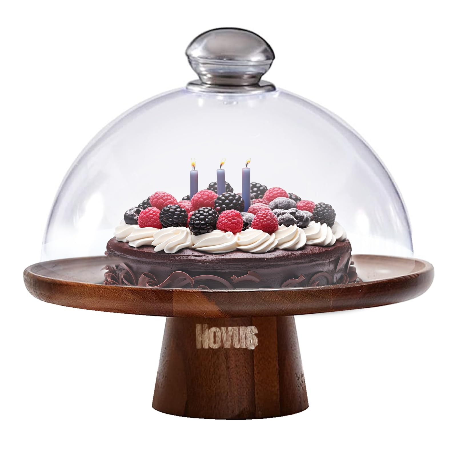 Amazon.com: Wooden Cake Stand with Dome Cover, Nine inch,Party Table ...