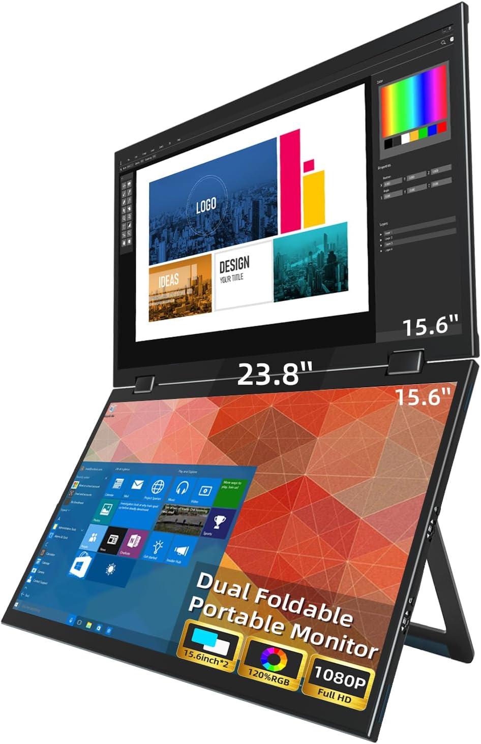 Monitor plegable portátil de 15.6 pulgadas con extensor VESA 1080P FHD ...