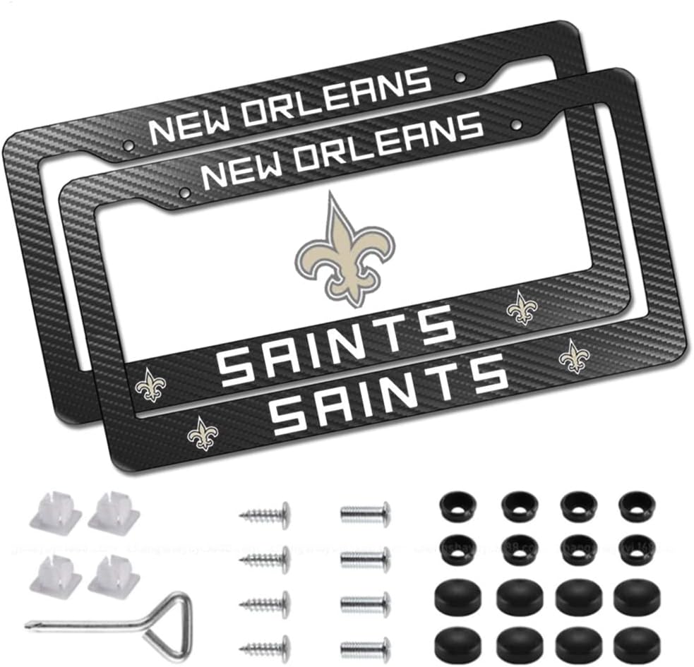 Amazon.com: 2 Pack Black License Plate Frames for Saints,Carbon Fiber ...