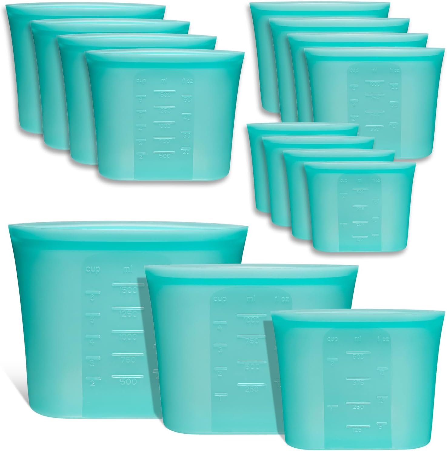 Amazon.com: Reusable Food Bags, 12 Pack 100% Silicone Food Storage Bags ...
