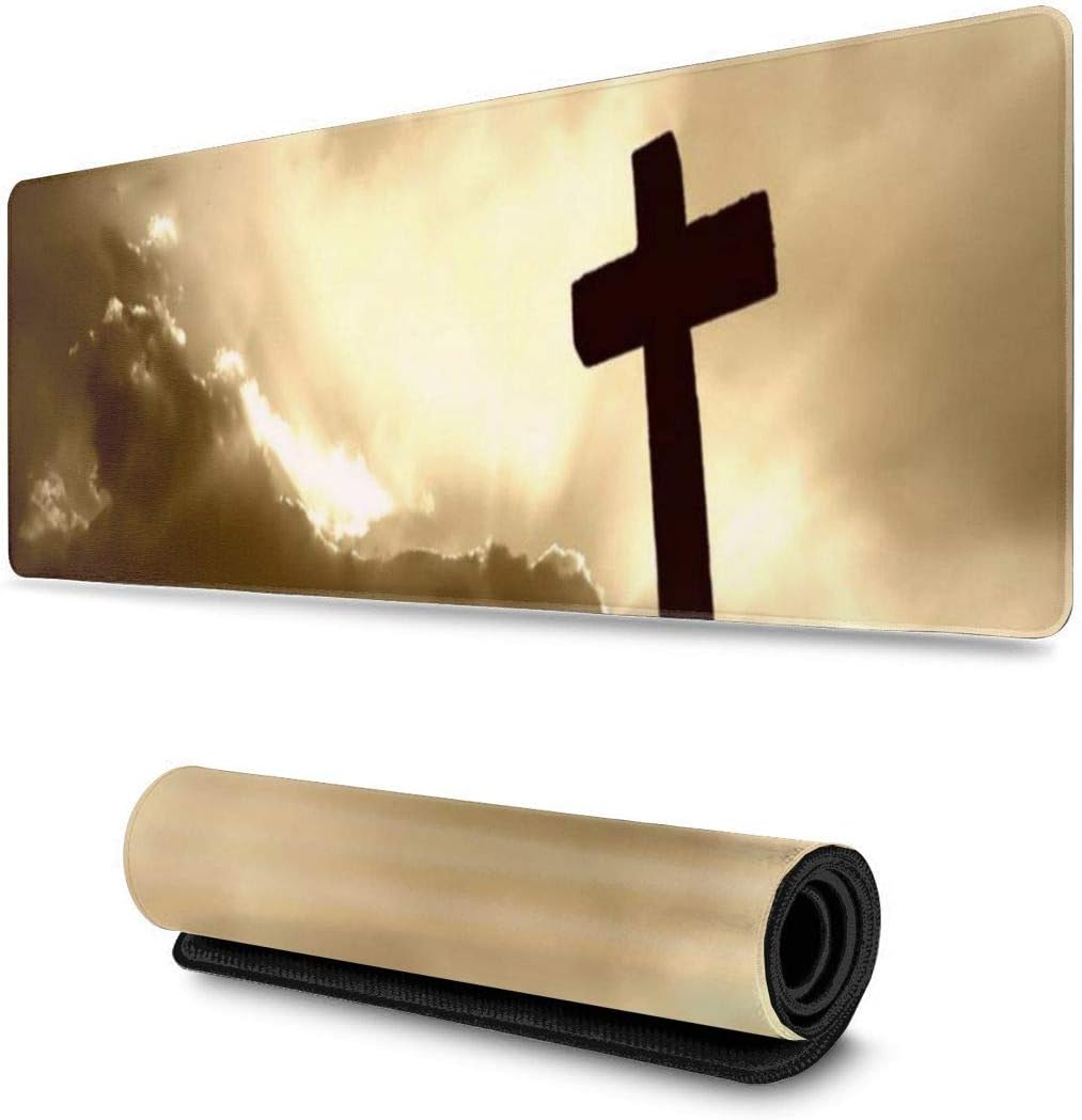 Amazon.com: Extended Gaming Mouse Pad with Stitched Edges, Religious ...