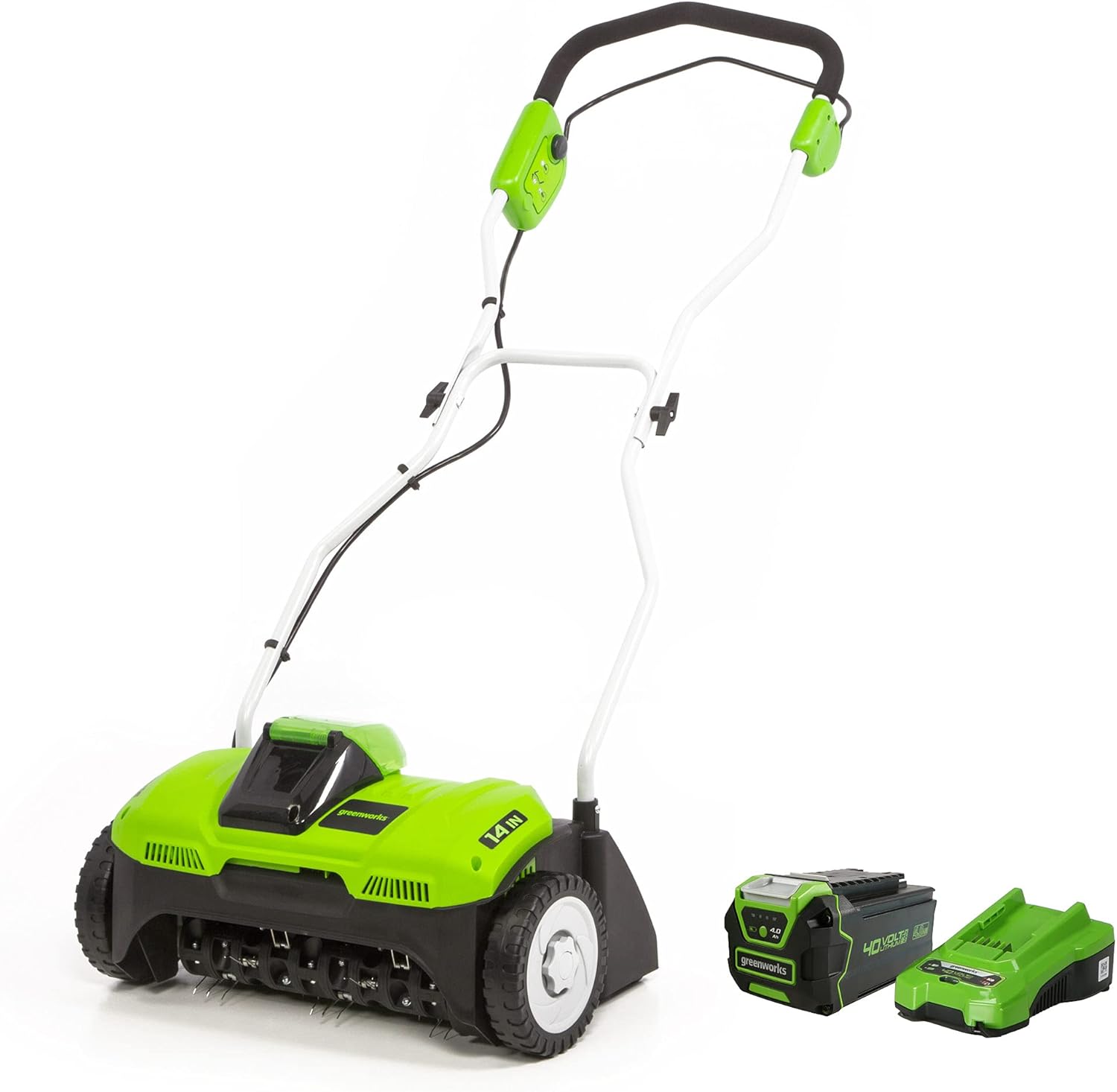Amazon.com : Greenworks 40V 14 inch Cordeless Dethatcher/Scarifier, 4Ah ...