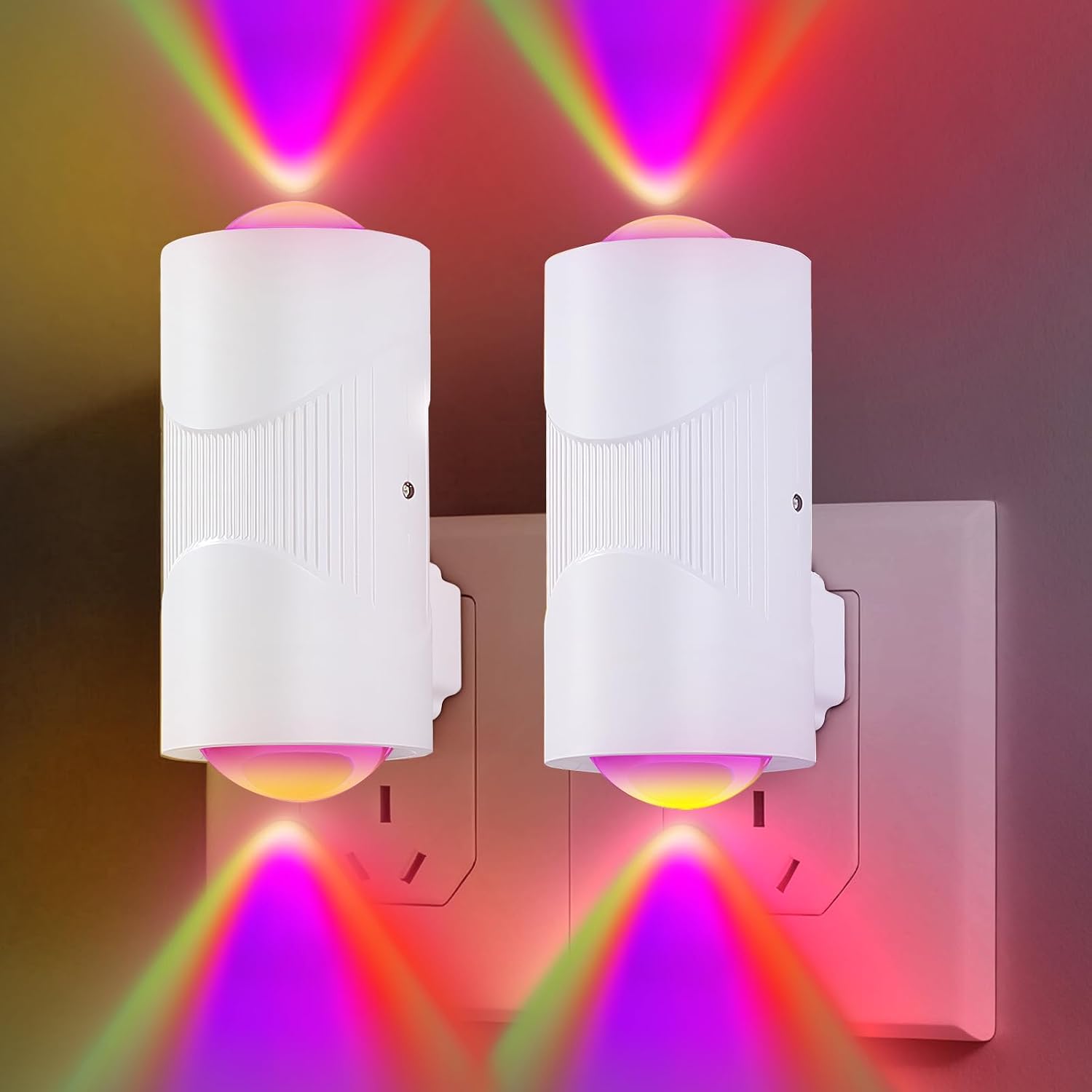 ONXE Night Lights Plug into Wall, RGB Dimmable LED Night Light with 4 ...