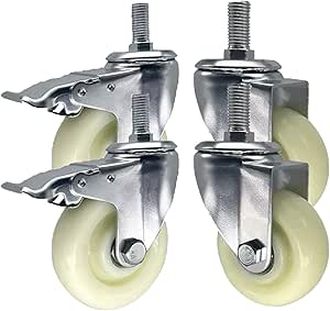 GOKEUEKDY Heavy Duty 3/4/5in Locking Castor Wheels Set of 4 Industrial ...