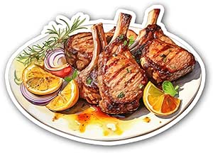 Amazon.com - 2 (Pieces) 3" and 5" Grilled Lamb chop Sticker, Waterproof ...