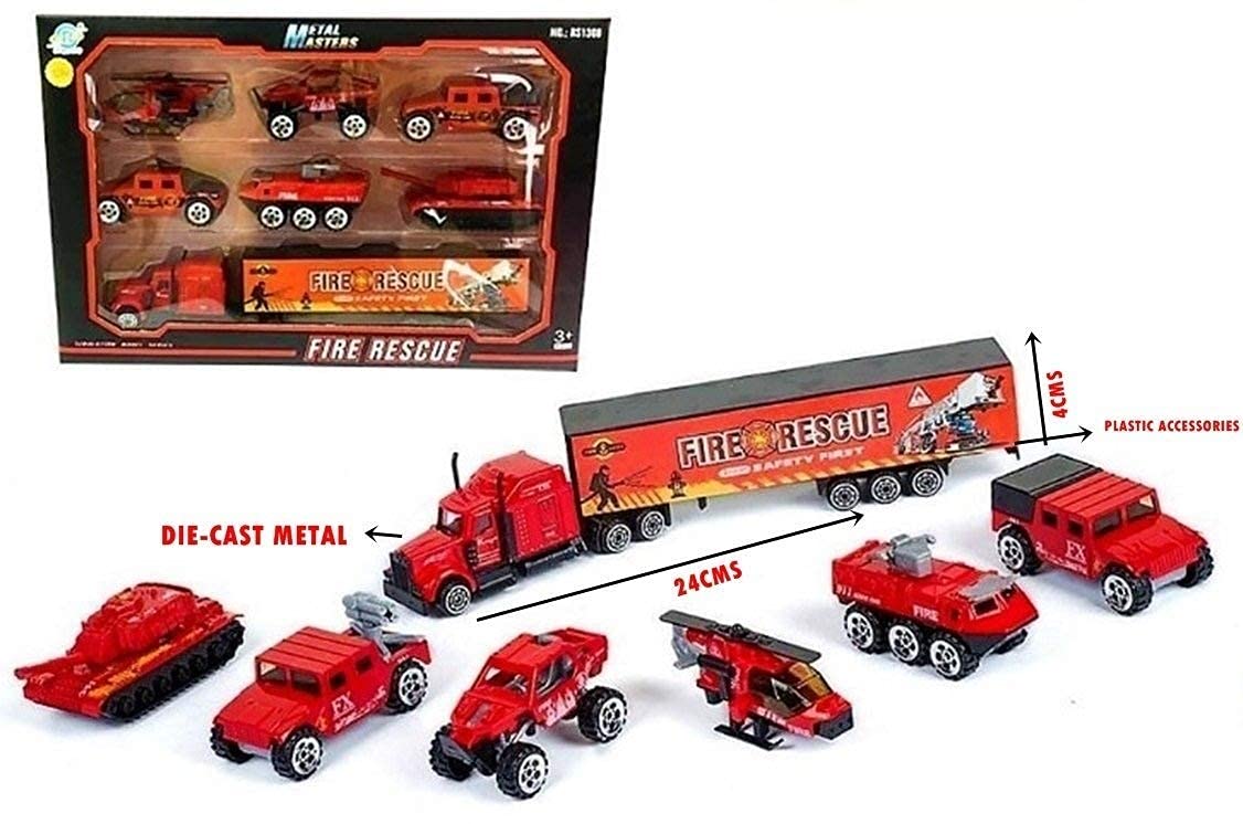 Buy Black Olive || Die cast Toys Metal Fire Rescue Vehicle Play Set ...