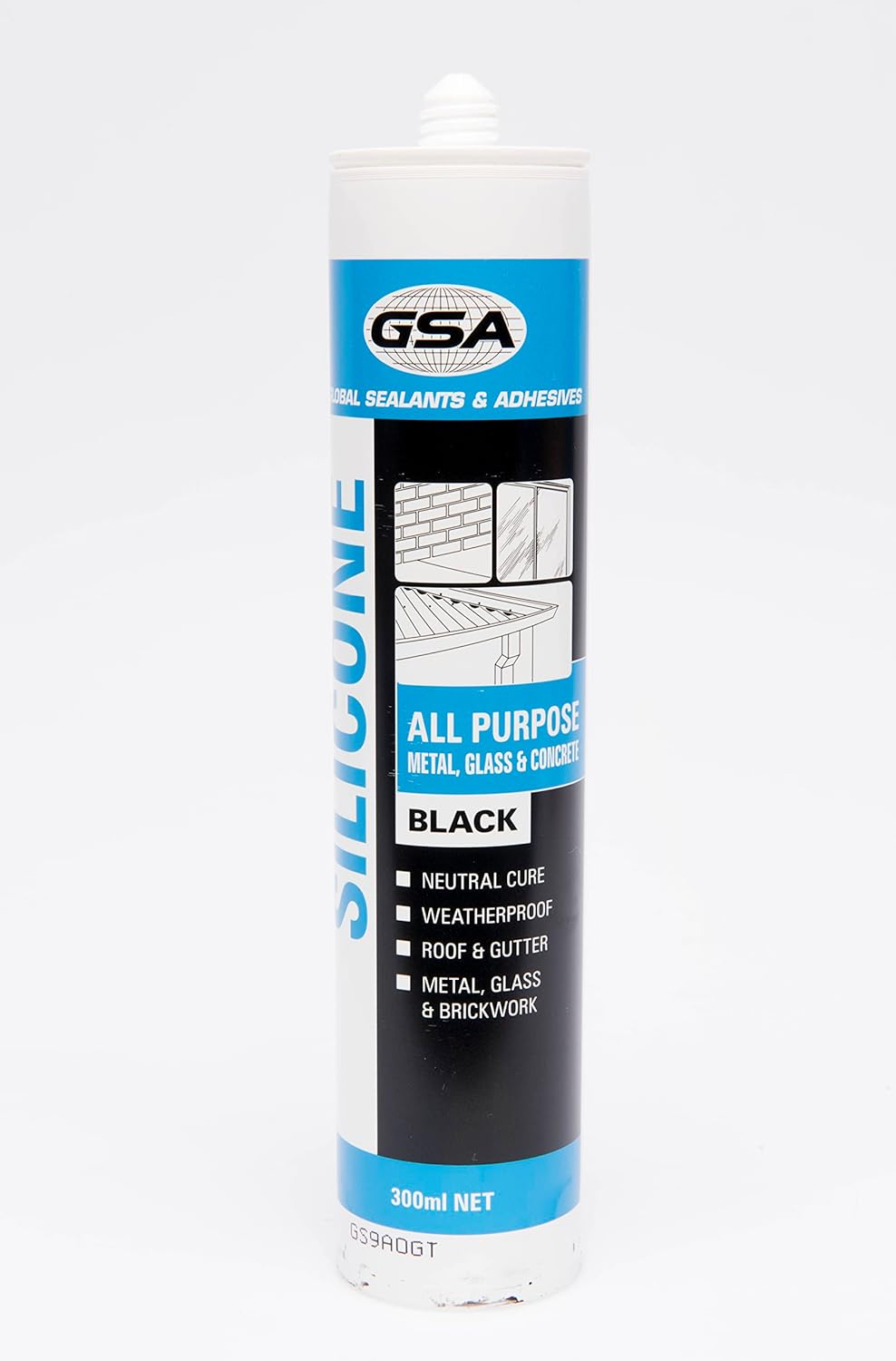 GSA All Purpose Silicone Neutral Cure Adhesive Sealant, Black, 300 ml ...