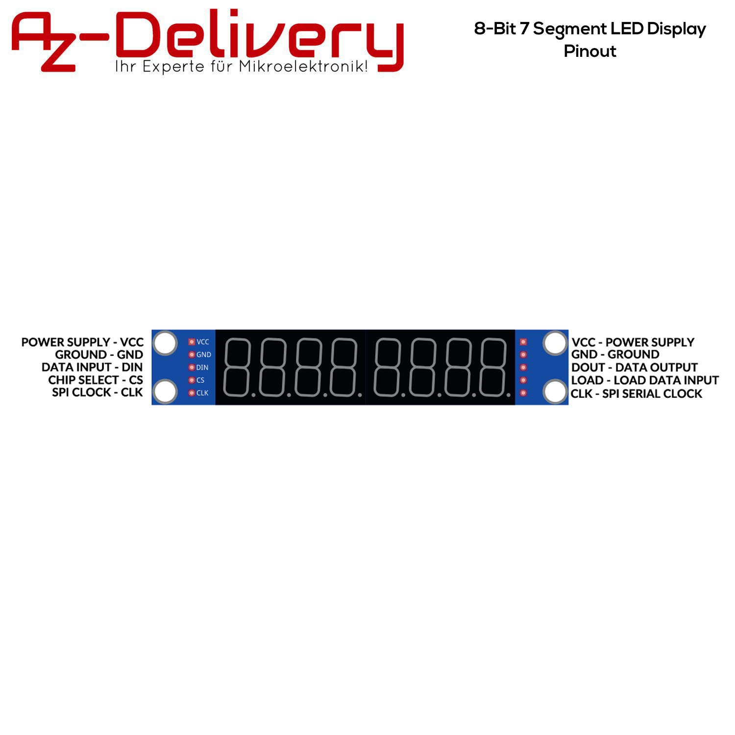 AZDelivery 3 x LED TM1637 Display 8 Digits 7 Segment MAX7219 Module compatible with Arduino and ...