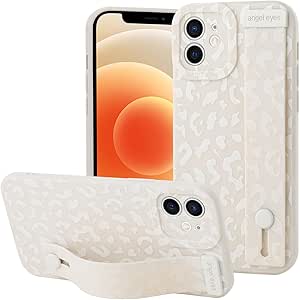 Amazon.com: OOK Compatible with iPhone 12 Leopard Print Case with Wrist Strap, White Leopard TPU ...